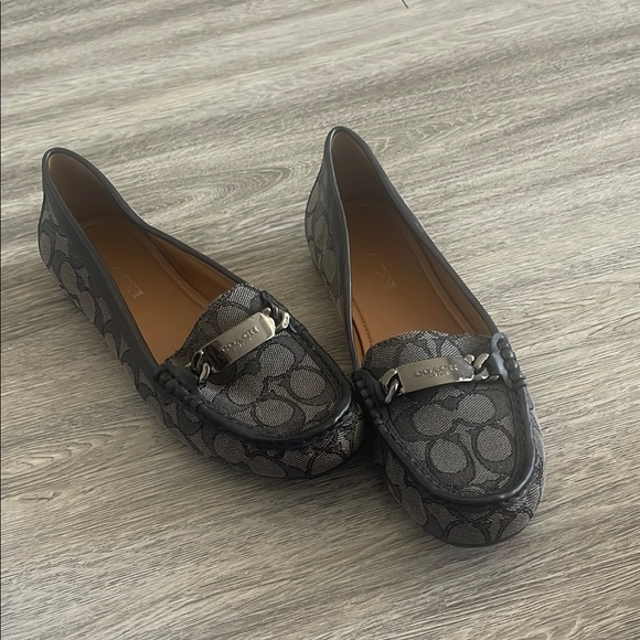 Coach | Shoes | Coach Signature Canvas Loafers With Chain Detail ...